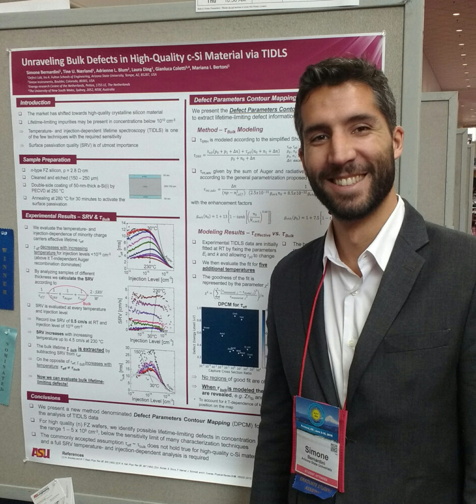 Simone won two awards at the PVSC 2016! – Defect Engineering for Energy ...